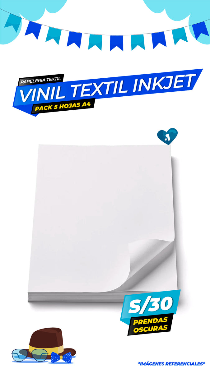 Vinil Textil Imprimible Inkjet A4 x5 unds - Prendas oscuras – Izi Crafts